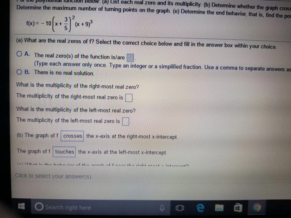 Solved For the polynomial function? below: (a) List each | Chegg.com