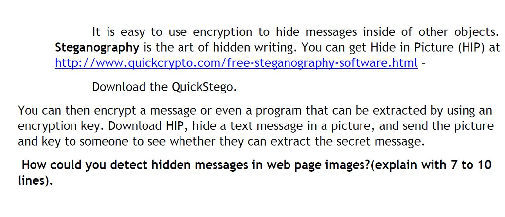 Solved It is easy to use encryption to hide messages inside | Chegg.com