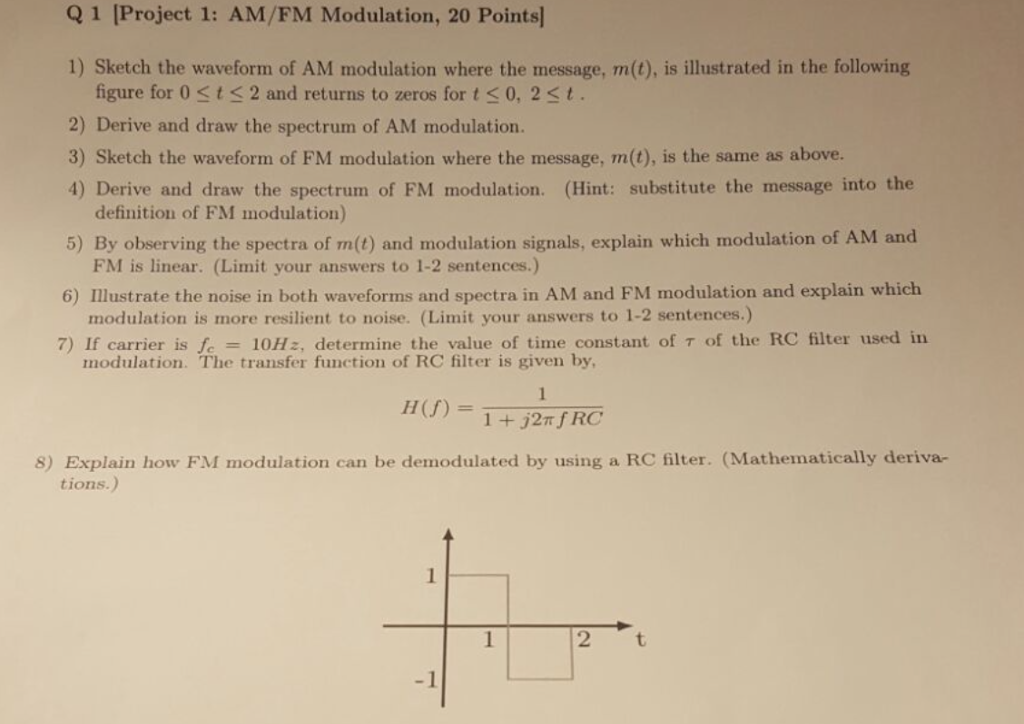 Sketch the waveform of AM modulation where the | Chegg.com