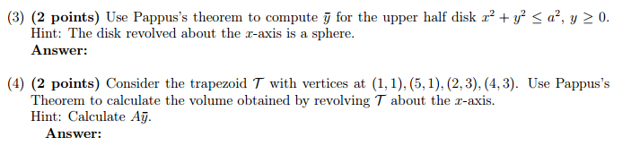 Use Pappus's theorem to compute y for the upper half | Chegg.com