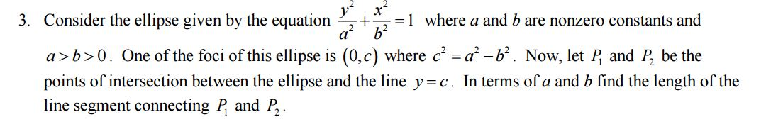 Solved Consider the ellipse given by the equation y^2/a^2 + | Chegg.com