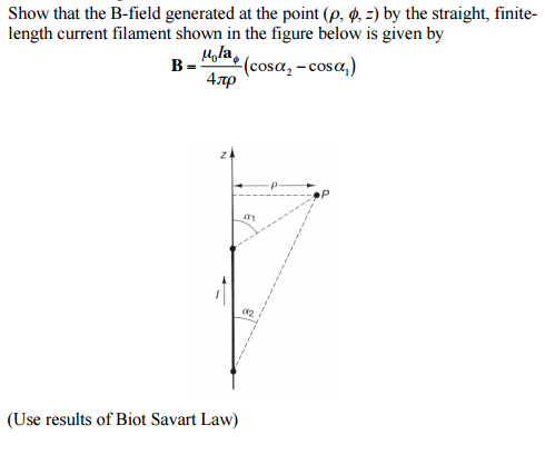 Solved Show that the B-field generated at the point (p, phi, | Chegg.com