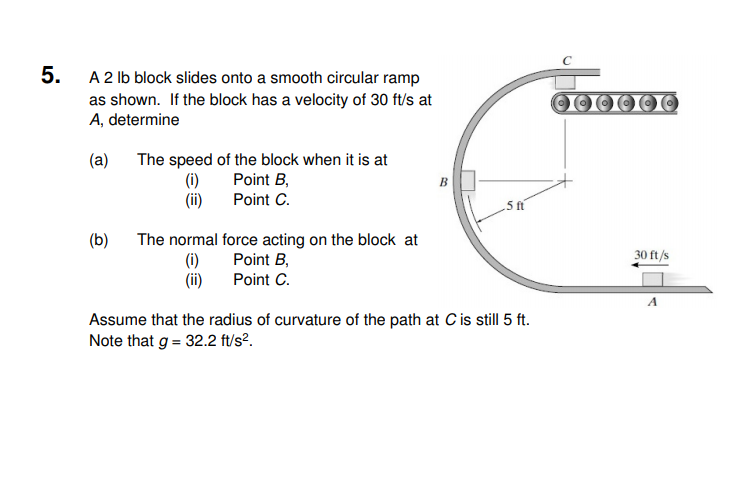 Solved 5. A 2 lb block slides onto a smooth circular ramp as | Chegg.com