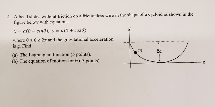 Solved A bead slides without friction on a frictionless wire | Chegg.com