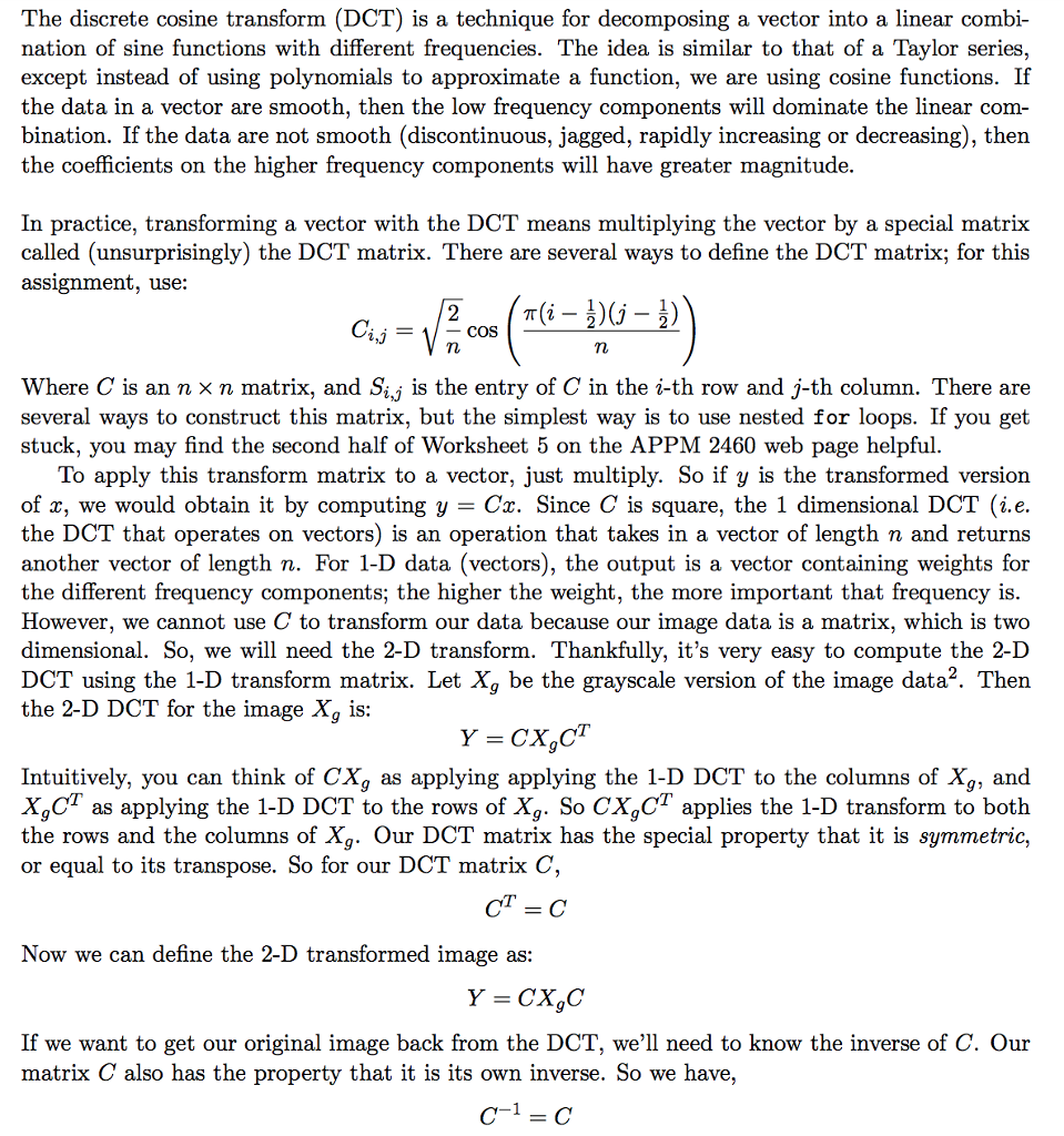The Discrete Cosine Transform Dct Is A Technique