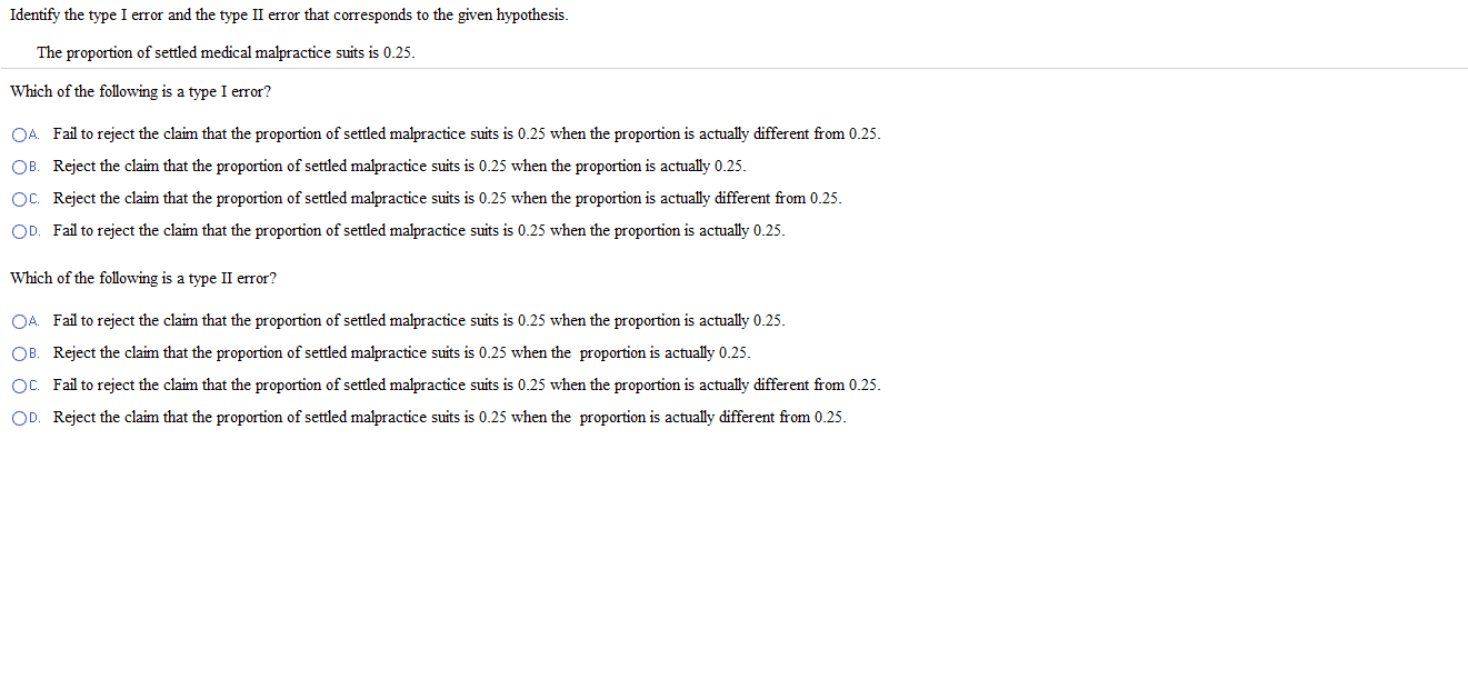 Solved Identify the type I error and the type II error that | Chegg.com