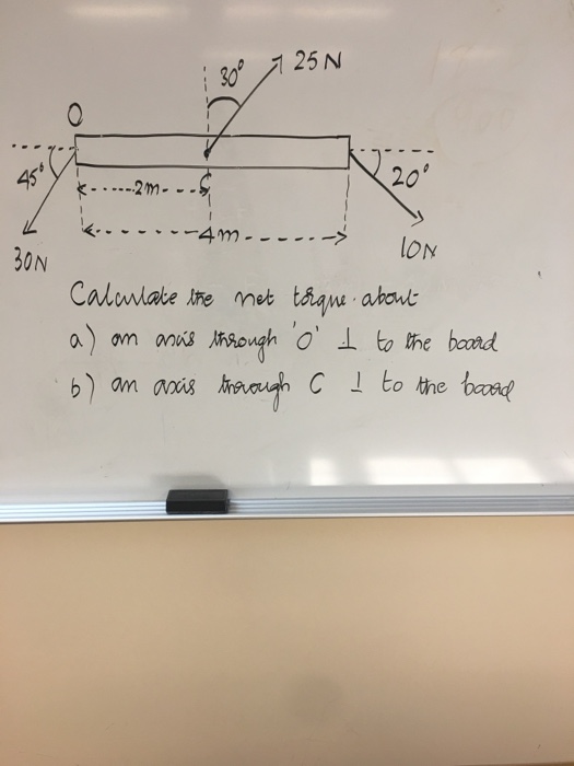 Solved Calculate the net torque about a) an axis through | Chegg.com