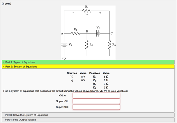 Solved (1 point) R4 V. R2 R3 Part 1: Types of Equations Part | Chegg.com