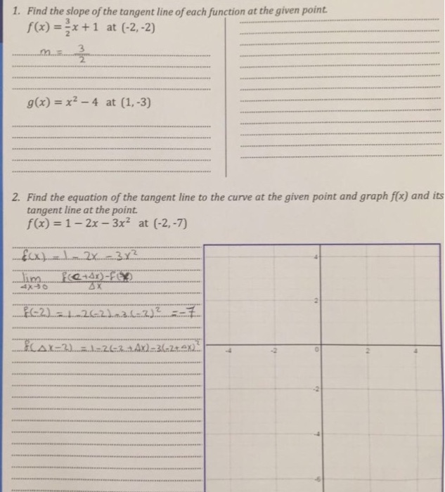 Solved Find the slope of the tangent line of each function | Chegg.com
