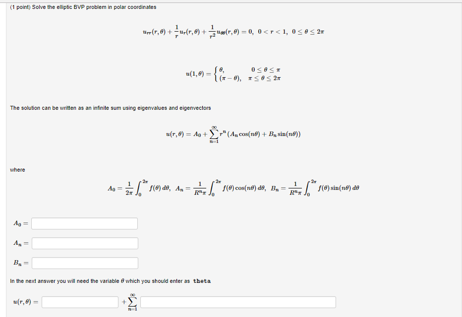 Solved 1 Point Solve The Elliptic Bvp Problem In Polar