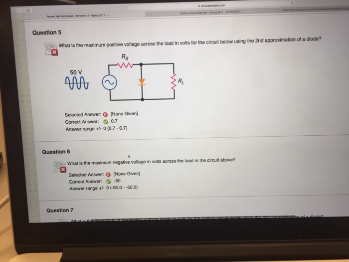 Solved What is the maximum positive voltage across the load | Chegg.com