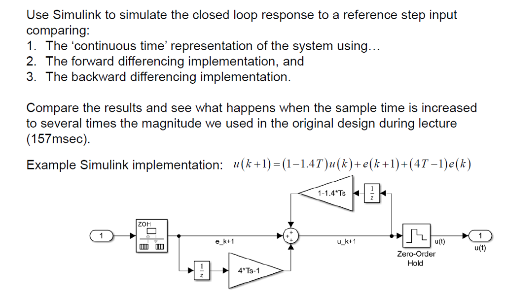 Use Simulink to simulate the closed loop response to | Chegg.com