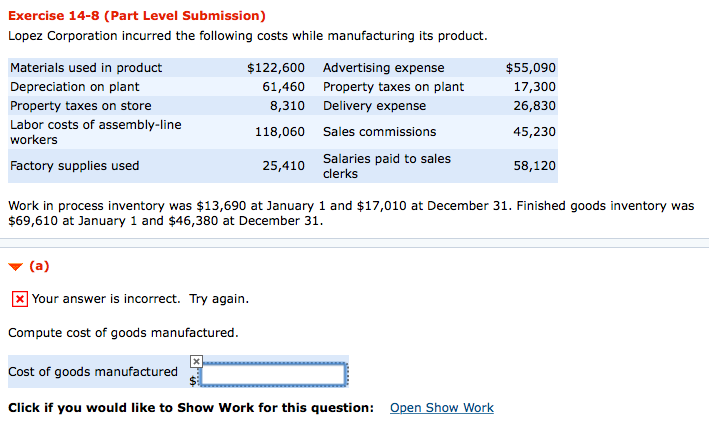 Solved Exercise 14-8 (Part Level Submission) Lopez | Chegg.com
