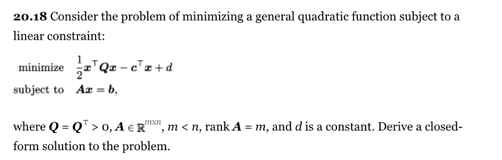 Solved Consider The Problem Of Minimizing A General