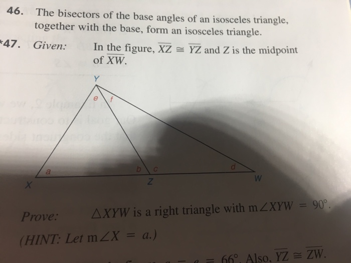 Solved The bisectors of the base angles of an isosceles | Chegg.com