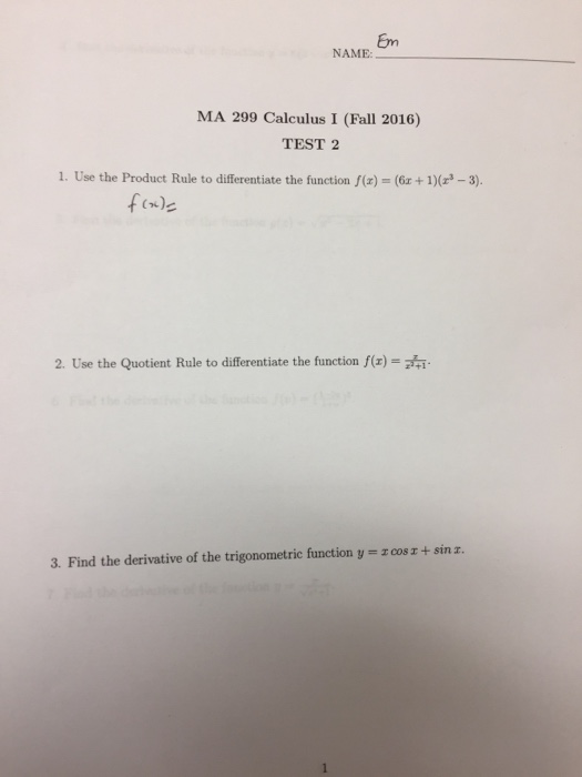 Solved Use The Product Rule To Differentiate The Function Chegg