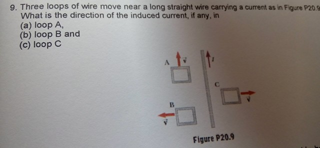 Solved 9. Three loops of wire move near a long straight wire | Chegg.com