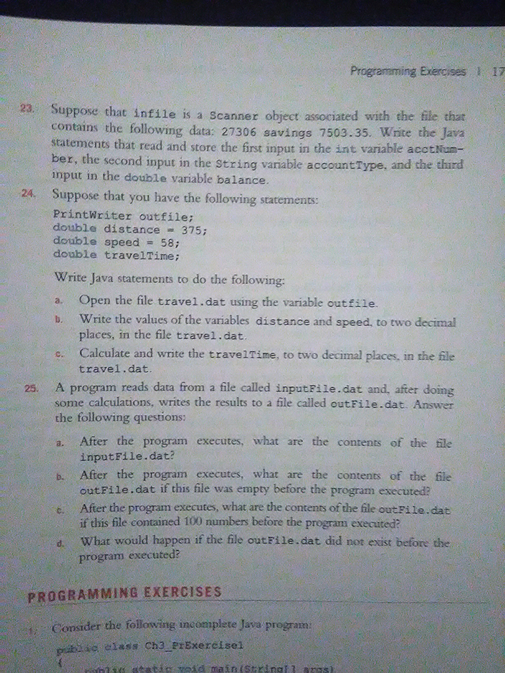 Solved Programming Exergises 1 17 23 Suppose That Infile Is