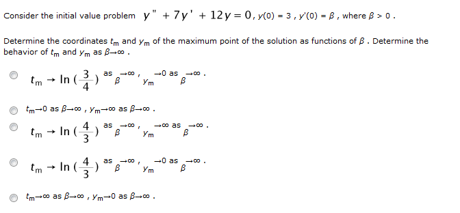 Consider the initial value problem y" + 7y' + 12y = | Chegg.com