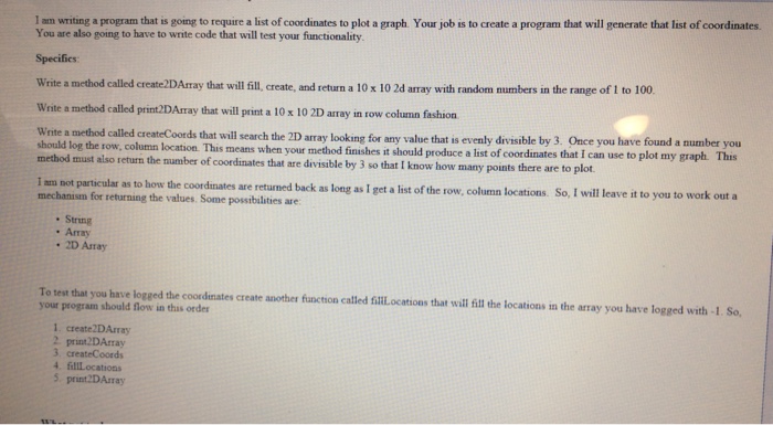 Solved 1 am writing a program that is going to require a | Chegg.com