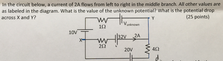 Solved In the circuit below, a current of 2A flows from left | Chegg.com