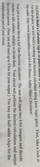 Solved For this project, you will build a working | Chegg.com