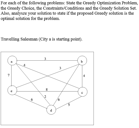 Solved For each of the following problems: State the Greedy | Chegg.com