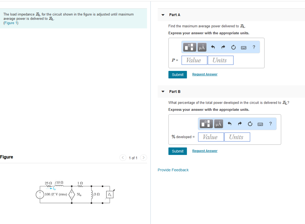 Solved The load impedance Zi for the circuit shown in the | Chegg.com