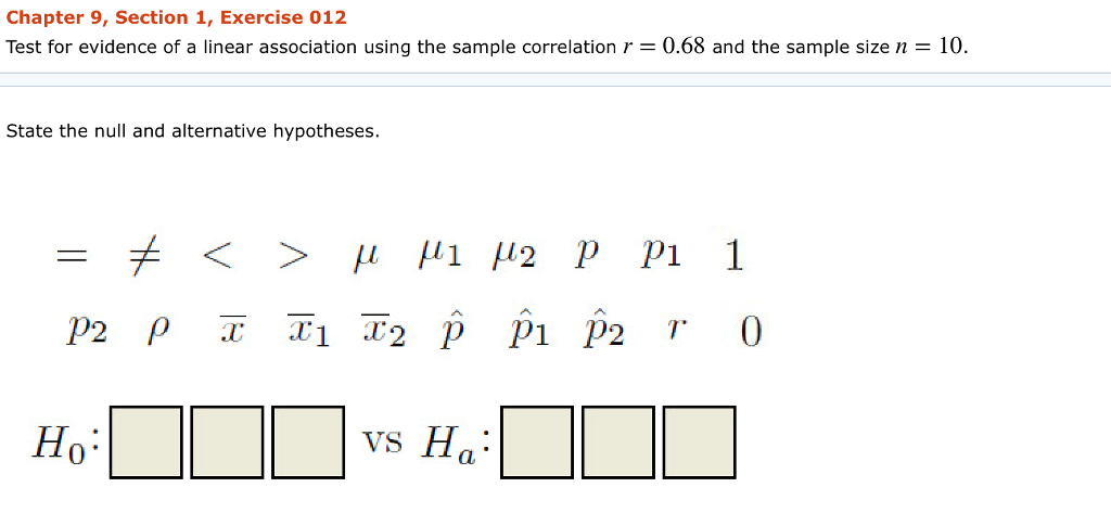 Solved Chapter 9, Section 1, Exercise 012 Test for evidence | Chegg.com Solved Chapter 9, Section 1, Exercise 012 Test for evidence | Chegg.com