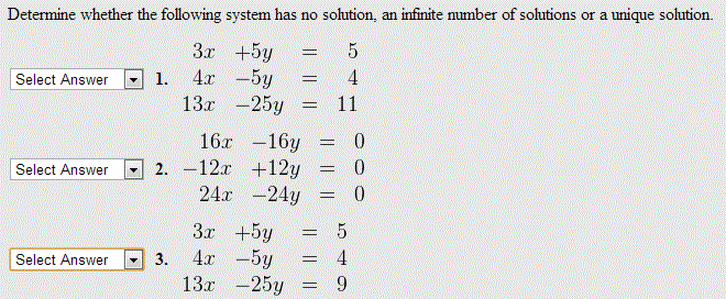 Solved Determine whether the following system has no | Chegg.com