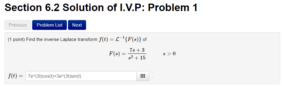 Solved Section 6.2 Solution of I.V.P: Problem1 Previous | Chegg.com