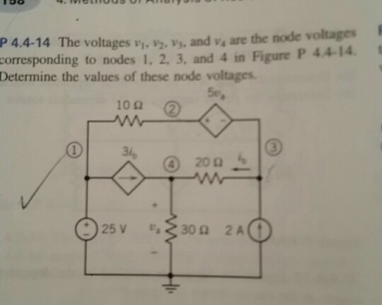 Solved P 4.4-14 The voltages vi. vy, s. and va are the node | Chegg.com