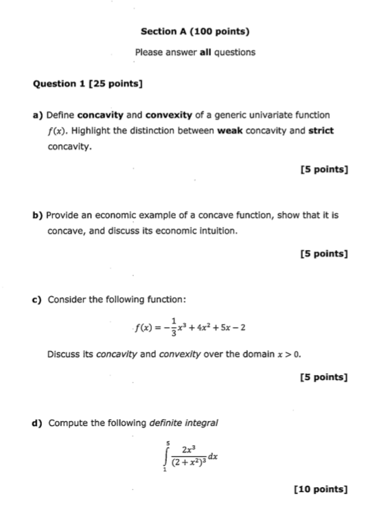 Solved Section A (100 points) Please answer all questions | Chegg.com