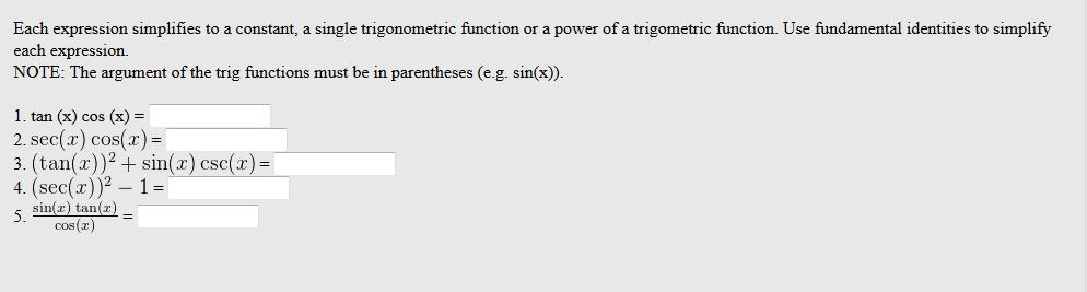Solved Each expression simplifies to a constant, a single | Chegg.com