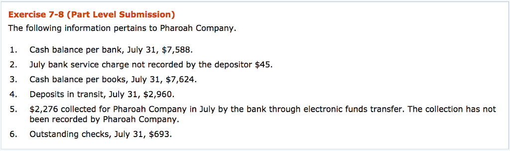 Solved Exercise 7-8 (Part Level Submission) The following | Chegg.com