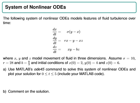 Solved The following system of nonlinear ODEs models | Chegg.com