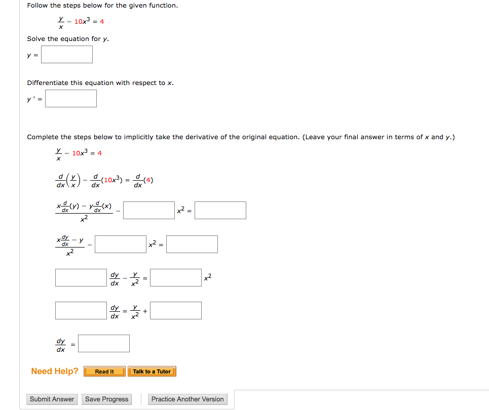 Solved Follow the steps below for the given function. y/x - | Chegg.com