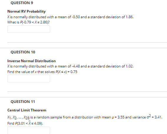 Solved QUESTION 9 Normal RV Probability X is normally | Chegg.com