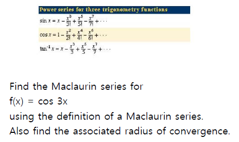 Solved Power series for three trigonometry functions Find | Chegg.com