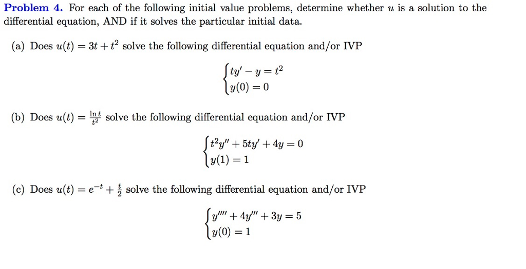Solved Problem 4. For each of the following initial value | Chegg.com