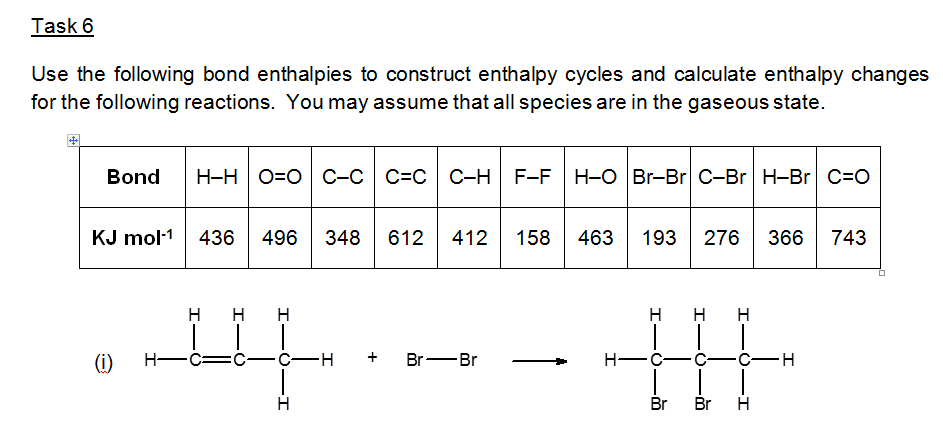 Solved Use the following bond enthalpies to construct | Chegg.com