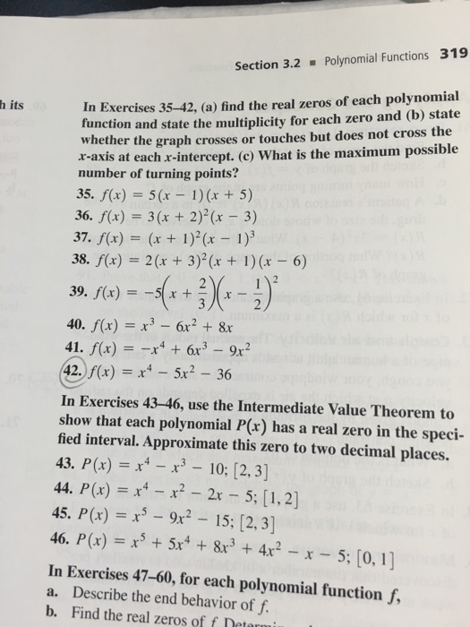 Solved In Exercises 35-42, find the real zeros of each | Chegg.com