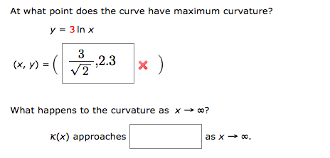 At what point does the curve have maximum curvature? | Chegg.com