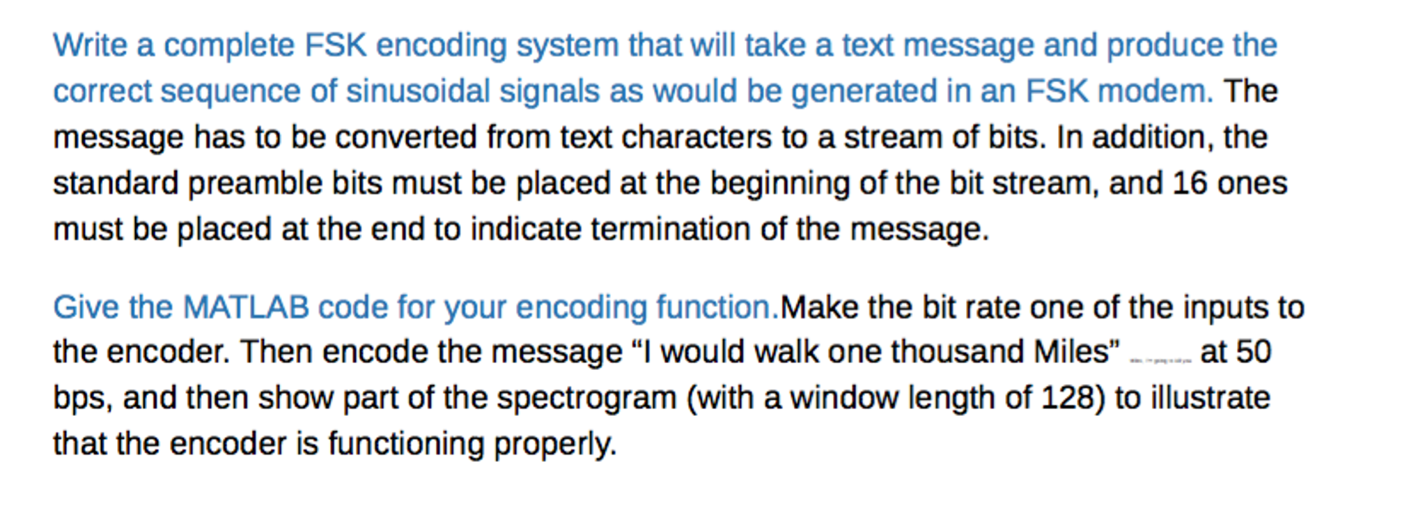 Write a complete FSK encoding system that will take a | Chegg.com