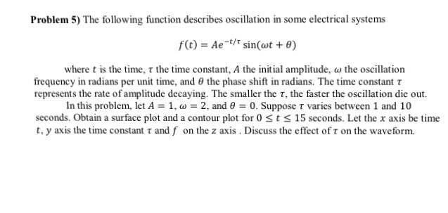 Solved The following function describes oscillation in some | Chegg.com