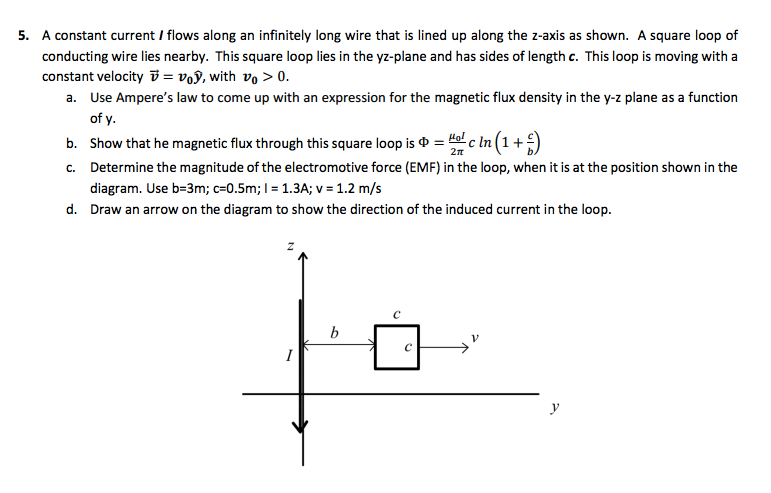 Solved A constant current I flows along an infinitely long | Chegg.com