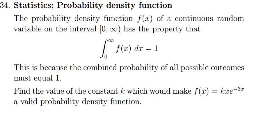 Solved Statistics; Probability density function The | Chegg.com