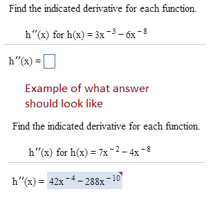 Solved Find the indicated derivative for each function. f | Chegg.com