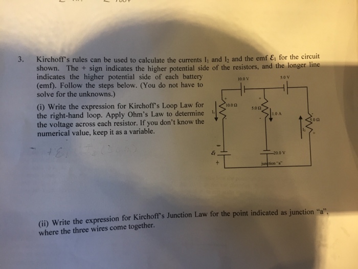 Solved Write an expression for Kirchhoff's loop law for the | Chegg.com