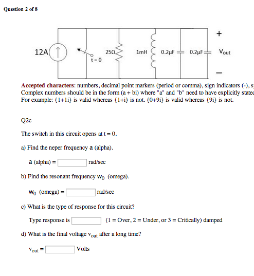 Solved Step Response of Parallel RLC Circuit: Find | Chegg.com